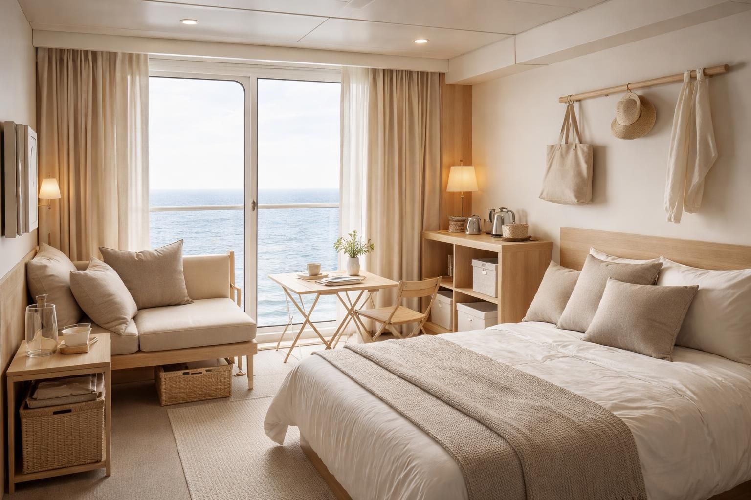 Décorer une cabine de croisière avec des textiles compacts Muji et des ...